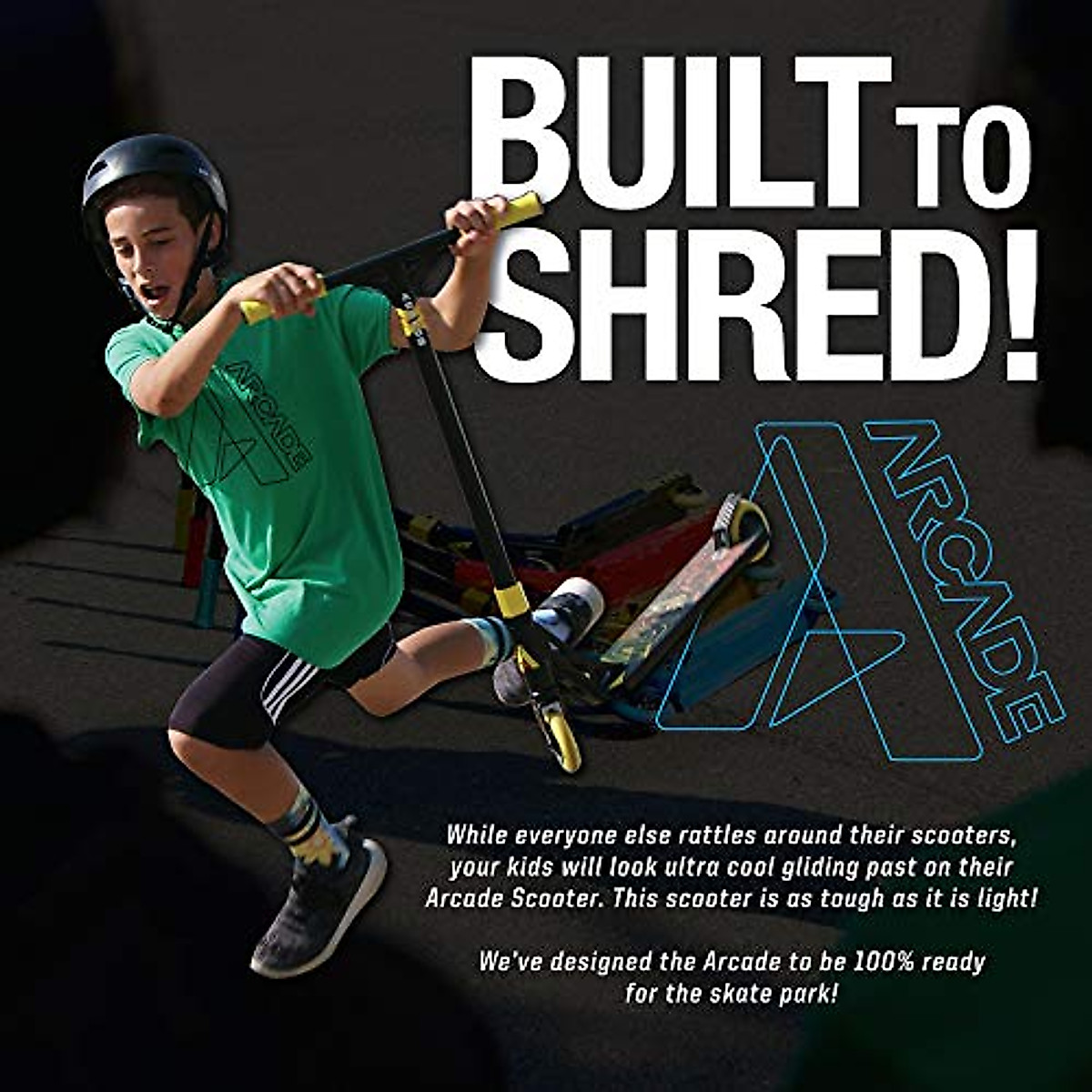 ARCADE Pro Scooters - Stunt Scooter for Kids 8 Years and Up - Perfect for Beginners Boys and Girls - Best Trick Scooter for BMX Freestyle Tricks (Black/Black)