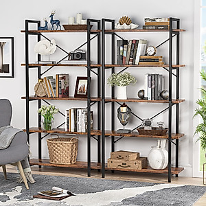 LITTLE TREE 5 Tier Bookshelf, 63" Tall Etagere Bookcase Shelf Unit with Metal Frame