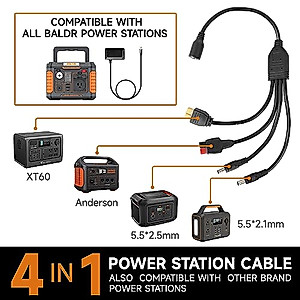 BALDR 120W Portable Solar Panel for Jackery/ECOFLOW/Flashfish/ROCKPALS Power Station Generator, Foldable Solar Cell Charger with 2 USB Ports & 18V DC Output for RV Boat Car ,Black