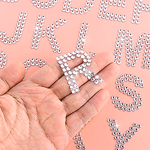 Prasacco 98 Pcs Glitter Letter Stickers Number Stickers, Rhinestone Letter Stickers Alphabet Stickers Silver Letter Stickers Cute Shiny Letters Stickers for DIY Crafts