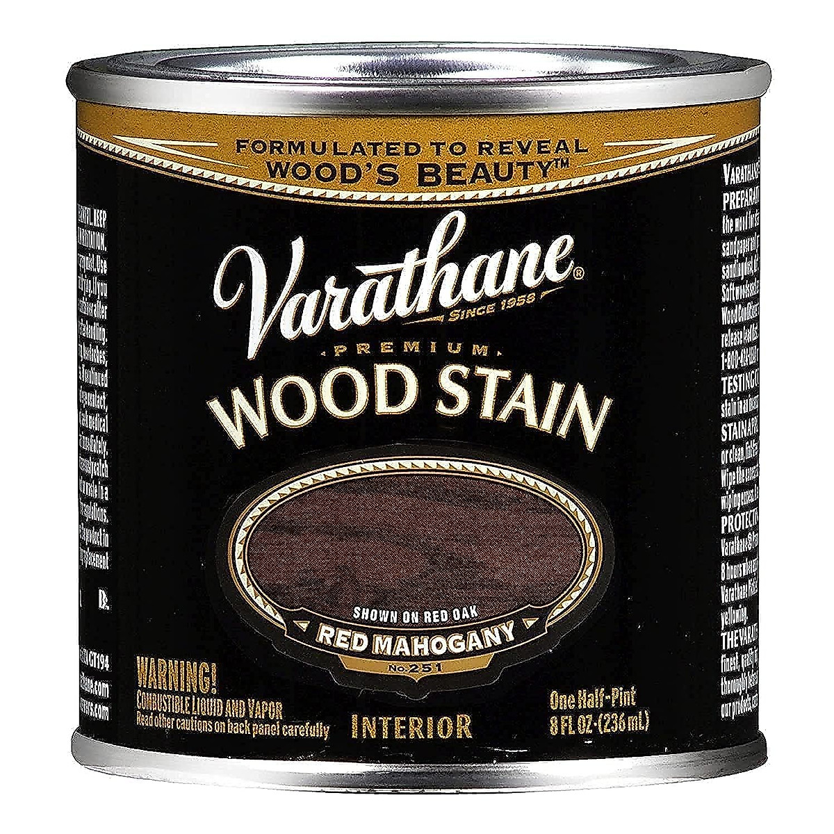 Varathane 211801 Oil-Based Interior Wood Stain, Half Pint, Red Mahogany