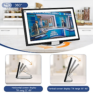 Aluminum Desktop Stand for Echo Show 15, Echo Show 15 Stand Swivel and Tilt, Adjustable and Foldable Stand with 360 Degree Rotatable Base, Multi-Angles, Easy Switch Device in Portrait and Landscape