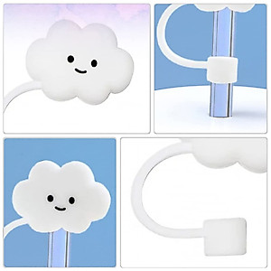 2pcs Straw Tips Cover Cloud Shape Straw Tips Cover Silicone Straw Plugs Reusable Straw Covers Plugs Party Straw Cap Drinking Straw Protector for Straw