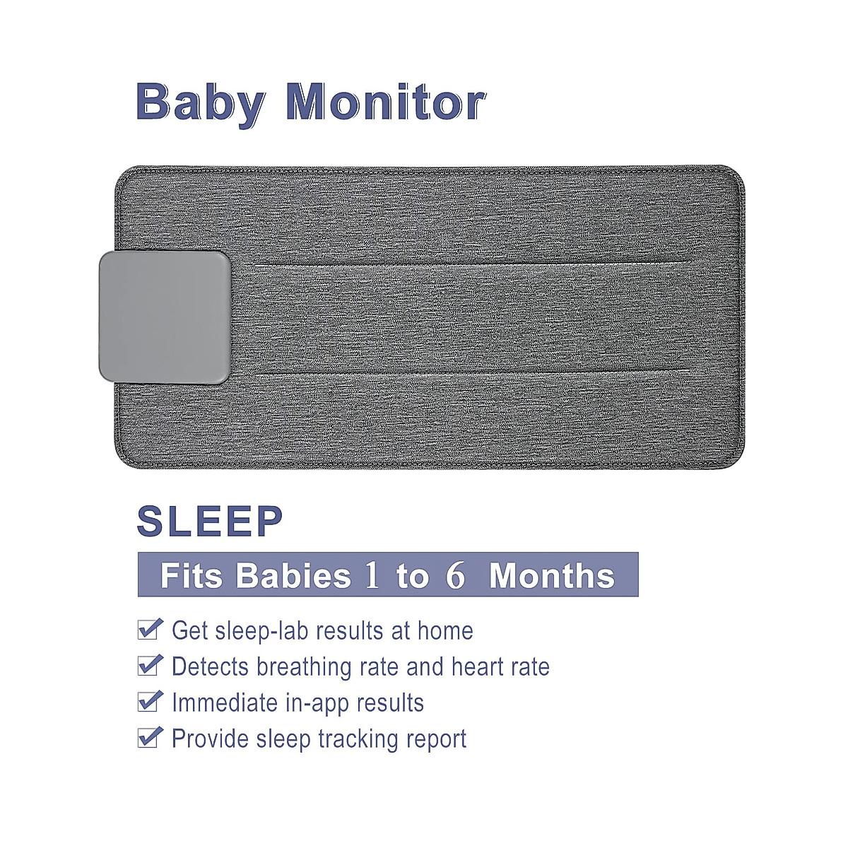 Baby Breathing Monitor, Smart Baby Monitors with Mat - Tracks Baby's Breathing Rate, Heart Rate and Provide Sleep Report, Alarm in APP for Baby Safety, Fits Babies 1 to 6 Months