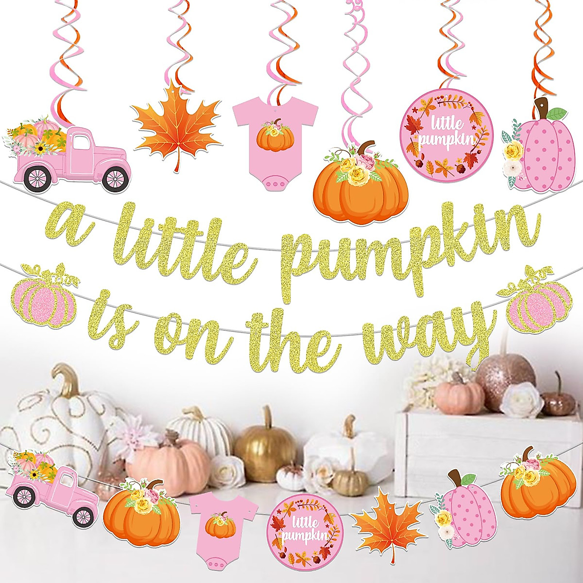 A little Pumpkin Is On The Way Banner Little Pumpkin Baby Shower Decorations Little Pumpkin Banner Pink Pumpkin Girl Baby Shower Decorations Baby Shower Banner Pumpkin Decorations for Girl Fall Baby