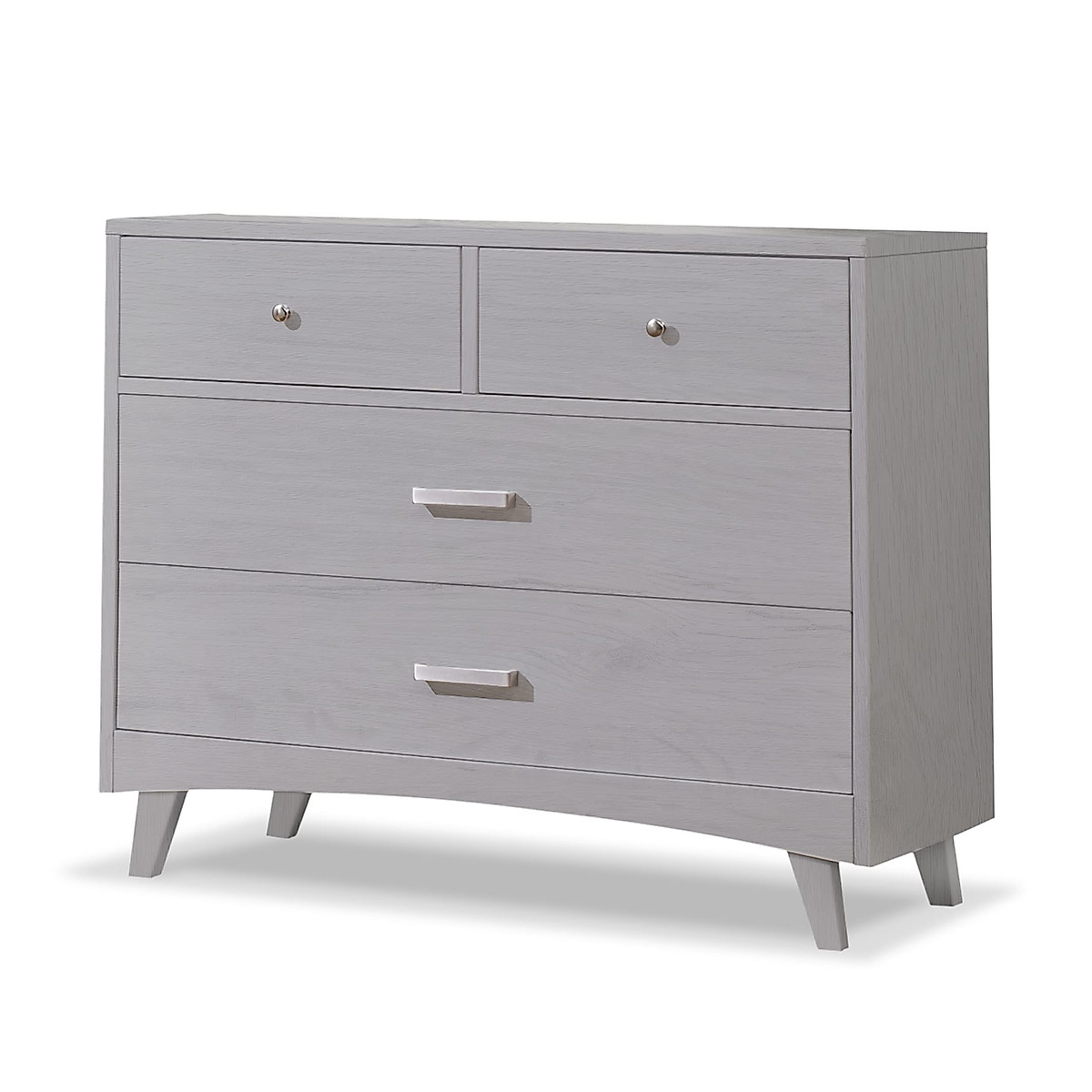 Sorelle Furniture Soho 4 Drawer Baby Dresser – Dresser for Nursery, Kids Bedroom Furniture, Dresser Drawers for Child’s Room with 4 Drawers-Weathered Gray and Natural Wood