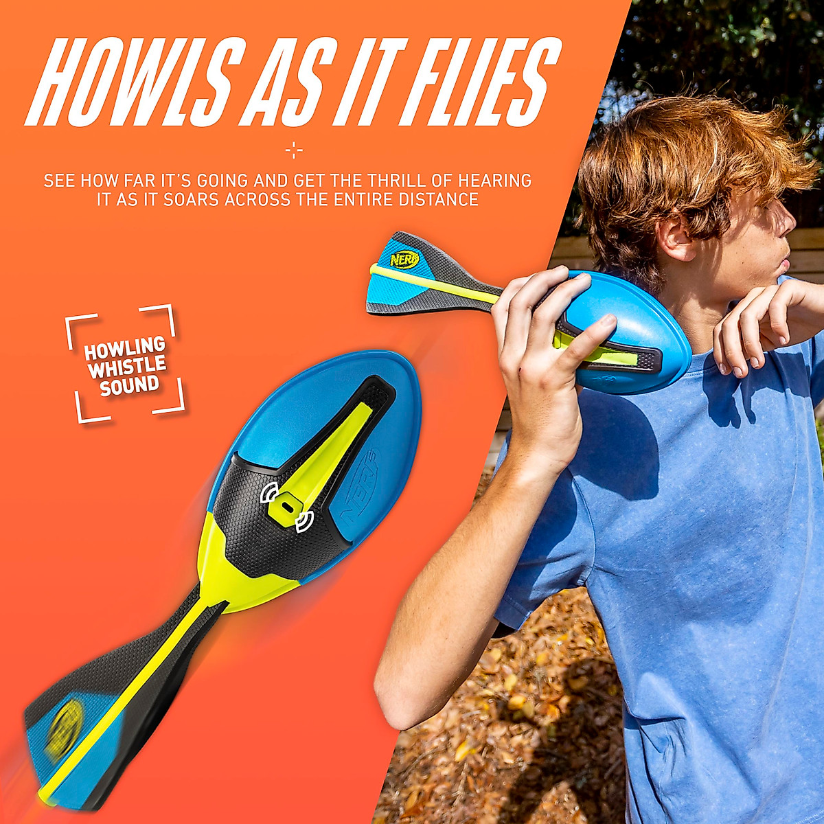 Nerf Vortex Ultimate Grip Foam Football Soft Vortex Football for Long-Distance Throws - All-Weather Perfect for Pool + Beach Football - Kids Ultimate Grip Whistle Vortex Foam Ball