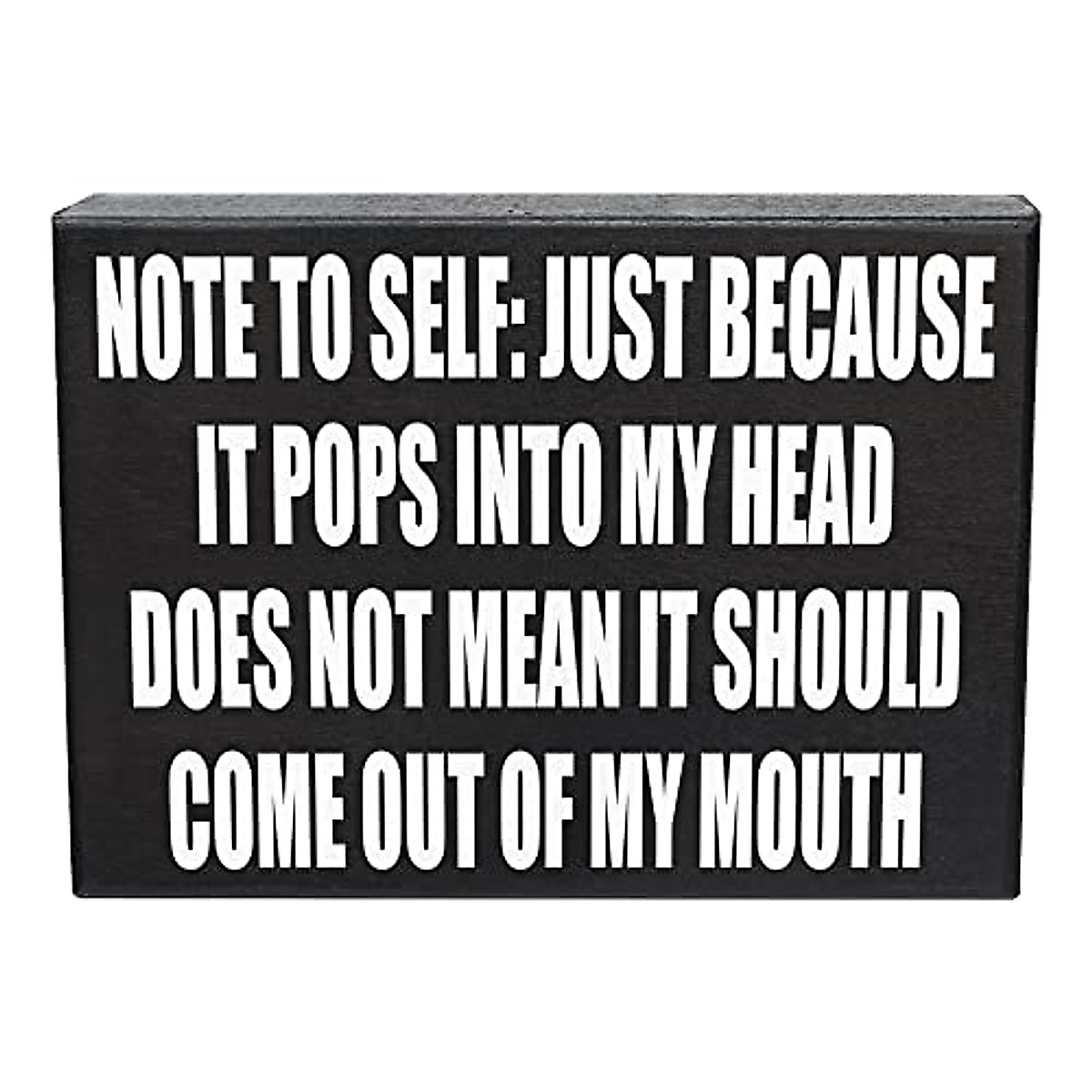 JennyGems Note To Self: Just Because It Pops Into My Head Wooden Sign, Funny Signs and Gifts, Sassy Table Decor and Wall Hanging, Desk and Coworker Decoration, Made in USA