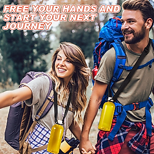 Mifoci Water Bottle Holder with Strap Long Neck and Adjustable Shoulder Carrying Strap, Fit for 0.98" Bottle Cap Diameter Lanyard for Outdoor Walking Hiking Camping(Black, 10 Pcs)