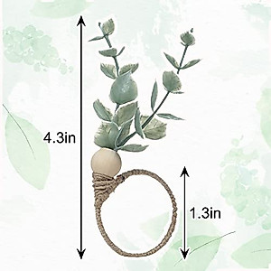 MLURCU Napkin Rings Set of 6 Rustic Eucalyptus Wooden Napkin Rings Boho Leaf Wood Bead Farmhouse Spring Fall Napkin Ring Holder for Family Dining Banquet Wedding Christmas Easter Holiday Table Decor