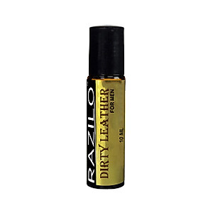 RAZILO Dirty Leather Perfume Cologne Oil For Men Amber Glass Roll On Bottle; 10ml