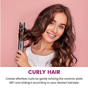 PRITECH Ceramic Hair Iron (TA-2340), 1 inch, Hair Straightener and Curling Iron, Adjustable Temperature, Fast Heat Up, Auto Shut-Off, Dual Voltage, Safety Lock, 450°F