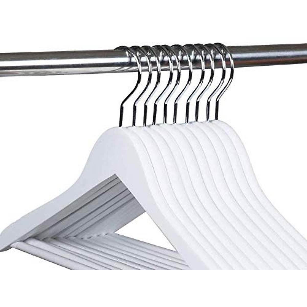 NAHANCO 8017WCH20 17" Wooden Suit Hanger, Low Gloss White Finish and Bright Chrome Hardware (Pack of 20)