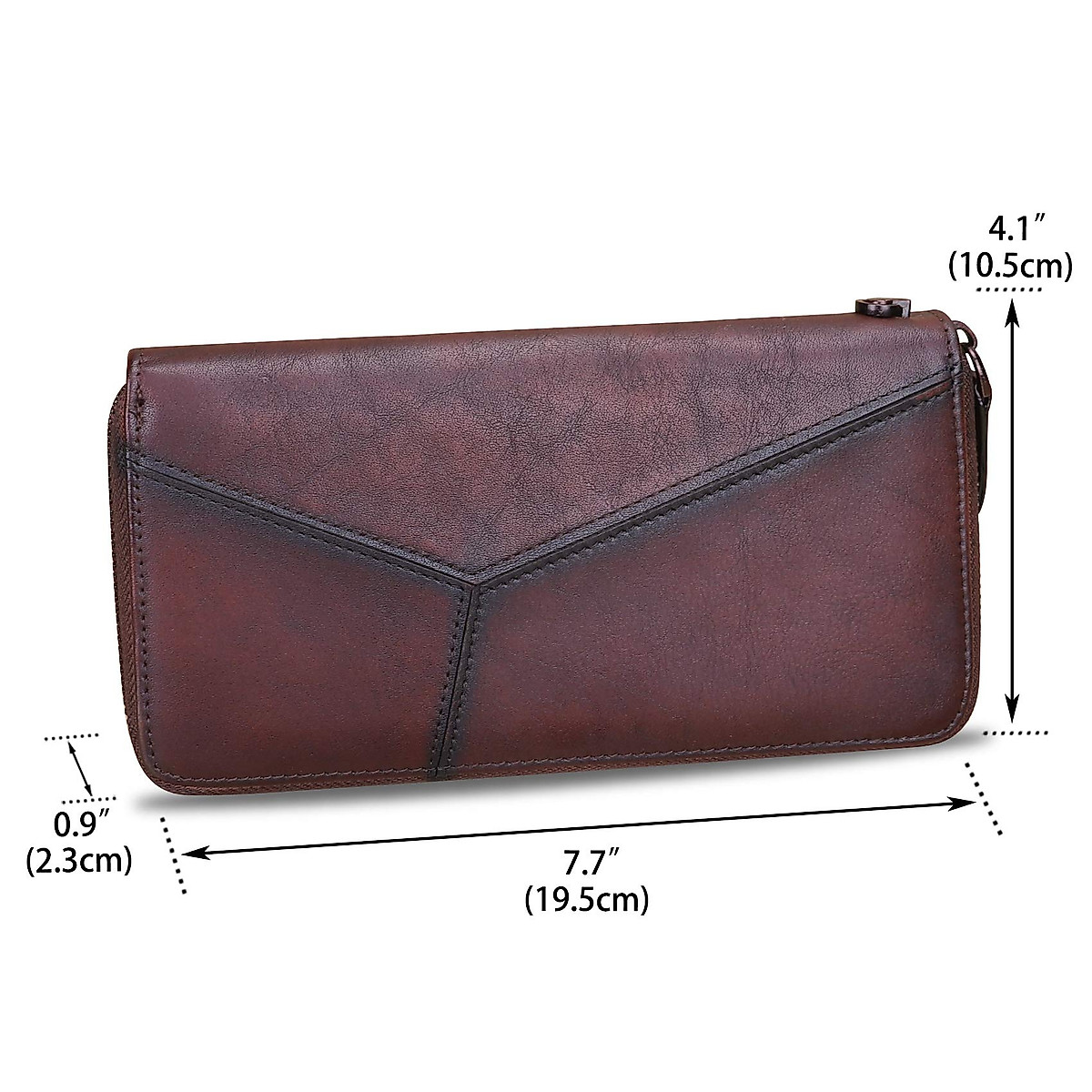 LRTO Genuine Leather Wallets for Women Zip Around Wallet Purse RFID-Blocking Retro Handmade Clutch Money Clip Card Organizer (Coffee)