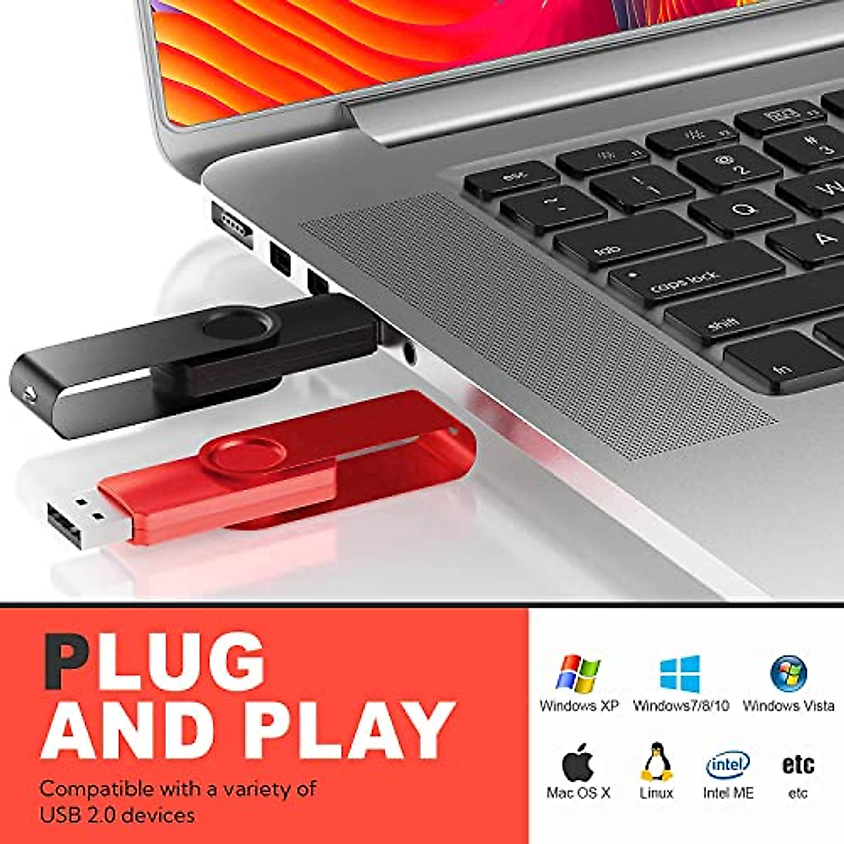 Flash Drive 4GB 5 Pack USB 2.0 Thumb Drives Uflatek Memory Sticks Portable USB Stick Rotate Jump Drive Bulk Drives Multi-Color Pendrive Metal USB Flash Drives with Lanyard