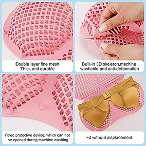 MAHOOSU Silicone Laundry Bags for Washing Machine, Laundry Bag for Bras, Bra-shaped Laundry Net, Washing Machine Laundry Bags with Clasp, Bra Washing Net Bag with Color Pink, Blue, Purple, Grey (Pink)
