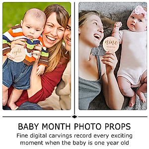 NUOBESTY Baby Monthly Milestone Wooden Cards Wooden Slices First Year Growth Cards Newborn Photo Card Props