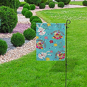 My Little Nest Seasonal Garden Flag Cute Bunny And Easter Egg Vertical Garden Flags Double Sided for Home Farmhouse Yard Holiday Flag Outdoor Decoration Banner 12"x18"