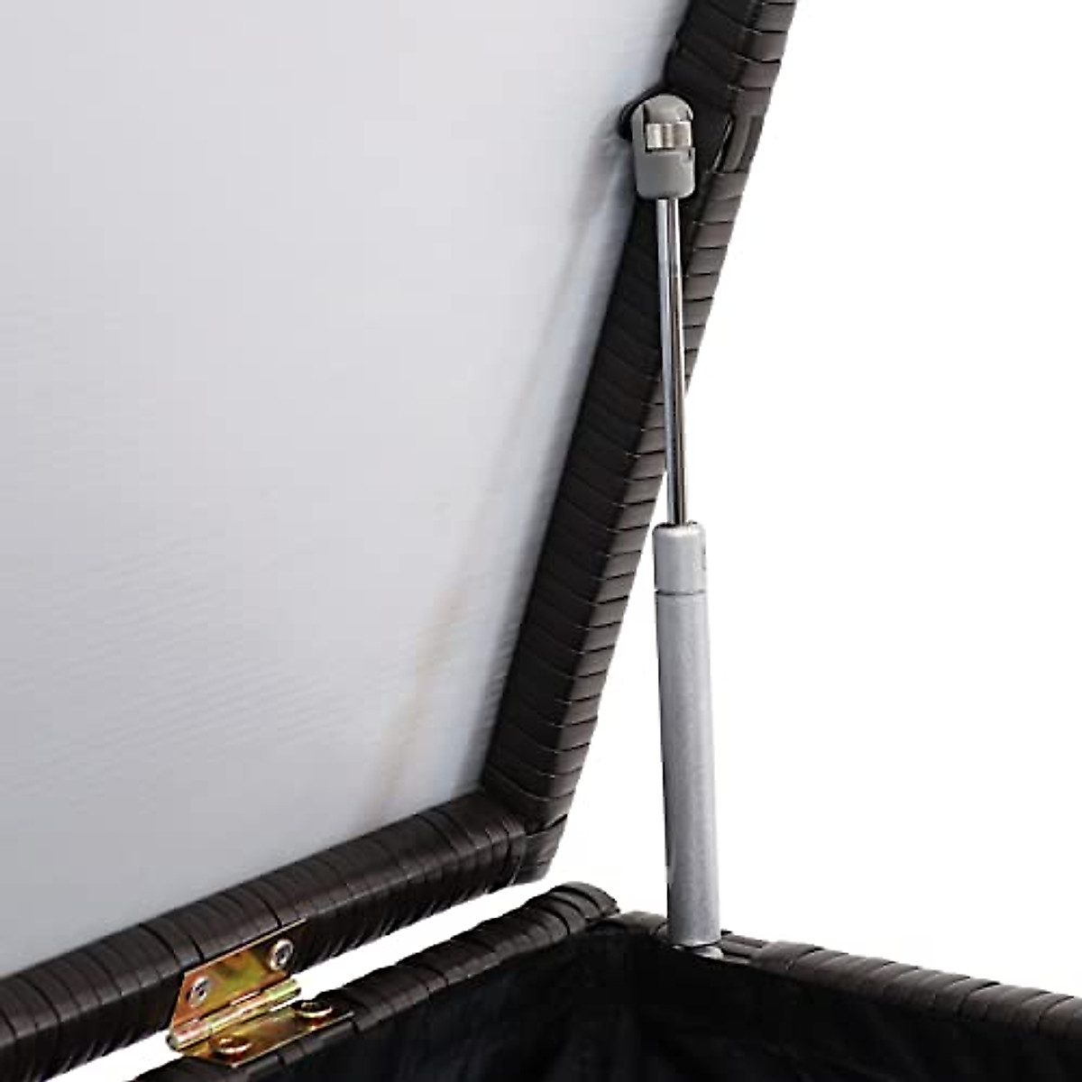 Sunnydaze Faux Wicker Outdoor Deck Storage Box with Acacia Wood Handles - 75-Gallon Patio Cushion Storage Bin with Hinged Lid - Organizer for Garage, Lawn, Pool, Porch and Garden - Brown