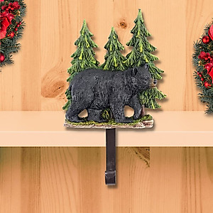 Comfy Hour Holiday Animal Collection, Decorative Black Bear in Forest Single Clothes Metal Hook, Key Hook, Wall Hanger