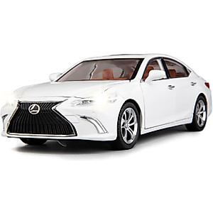 WAKAKAC Model Car 1/24 Lexus ES300 Alloy Diecast Collectible Toy Car with Light and Sound Toy Vehicle Door Can Be Opened for Boys Kids Toddler Gift White Car