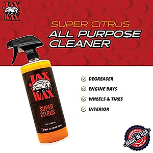Jax Wax Super Citrus Commercial Grade Car and Boat Cleaner & Degreaser – Natural Citrus Oil Car Cleaning Spray - 32 Oz