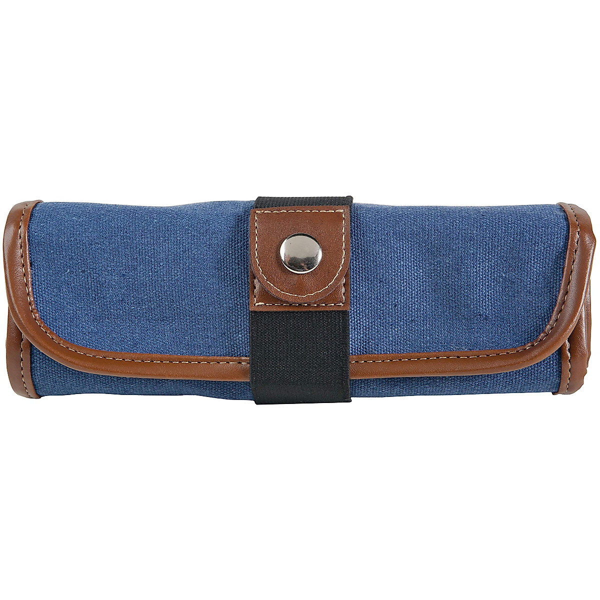 Speedball Canvas Roll Up Pencil Case, Denim W/Brown Trim, Holds Up To 36 Pencils