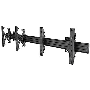 2x2 Video Wall Pop Out Mounting System Horizontal Rails Four Fixed Displays with with Micro Adjustment Arms Vesa Universal TV Television Monitors Modular