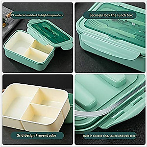 Kvohzbl Bento Box for Kids Adults Lunches Leakproof Adult 3 Compartment Lunch Box Reusable Plastic Bento Boxes Food Containers Environmental Protection Bento Box Microwave/Freezer/Dishwasher (Pink)