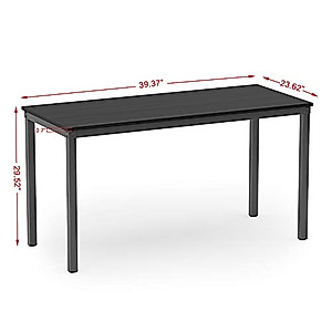 Teraves Computer Desk/Dining Table Office Desk Sturdy Writing Workstation for Home Office(39.37“, Black)