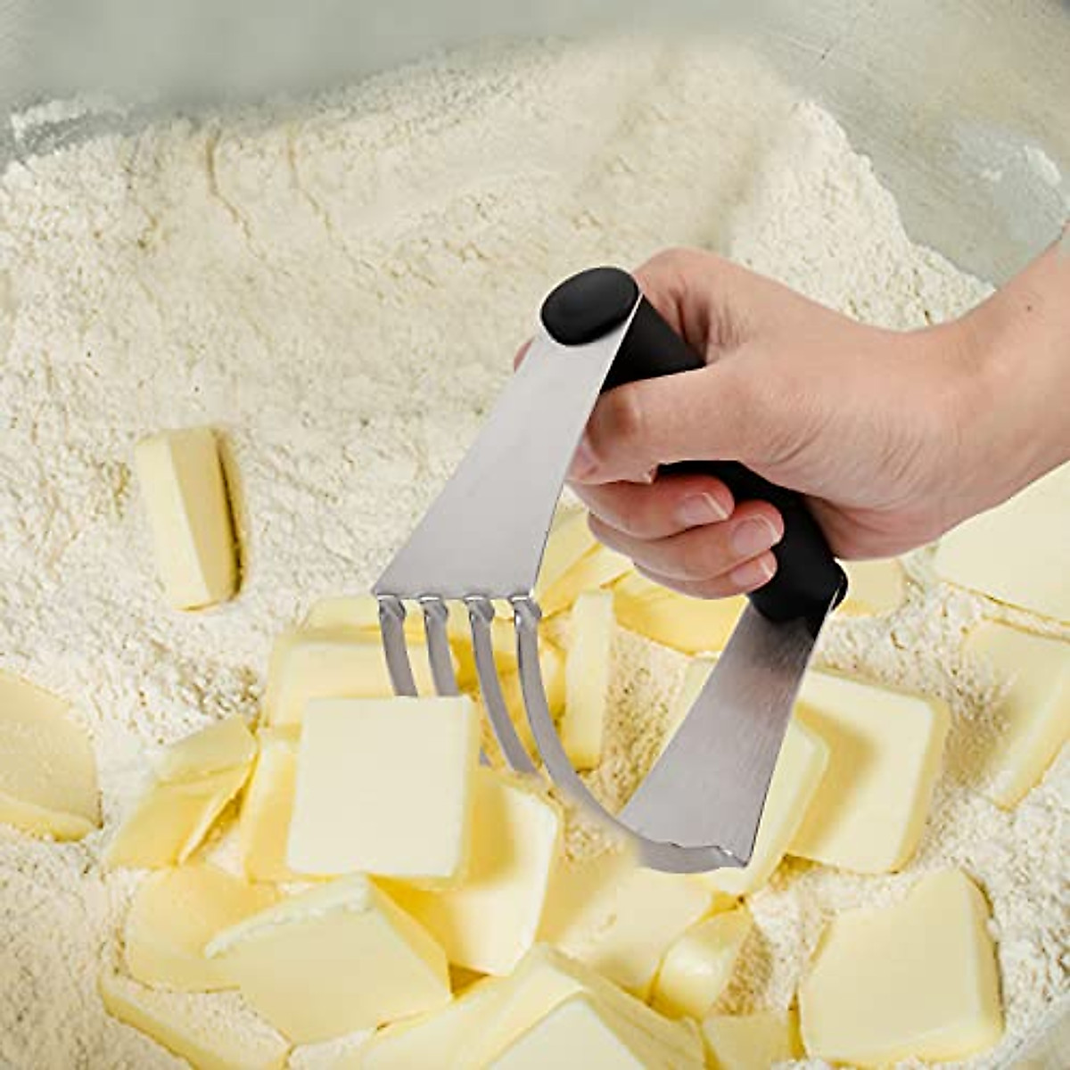 Tosnail Pastry Cutter, Dough Blender, 3 Cup Flour Sifter and Biscuit Cutter, 8 Pieces Stainless Steel Professional Dough Tools for Baking Cookies and Donuts