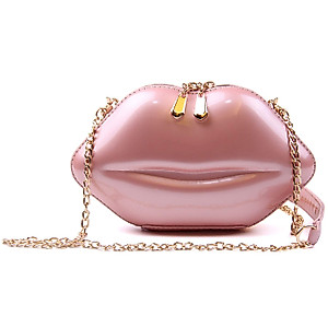SUKUTU Patent Leather Lip Purse Box Clutch Lip Shaped Party Prom Unique Design Purses Womens Evening Clutch for Teen Girls