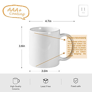 Cutiset 11 Ounce Ceramic Plain White Mugs,White Ceramic Mug,Sublimation Mugs, Bulk Mugs,Set of 6