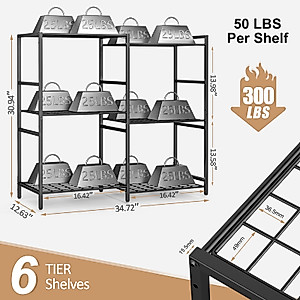 6-Tier Small Garage Shelf, Utility Garage Shelving Units and Storage, Heavy Duty Wire Shelving Metal Storage Shelves, Standing Shelf for Pantry, Laundry Room, Kitchen 34.72"L x 12.63"W x 30.94"H Black