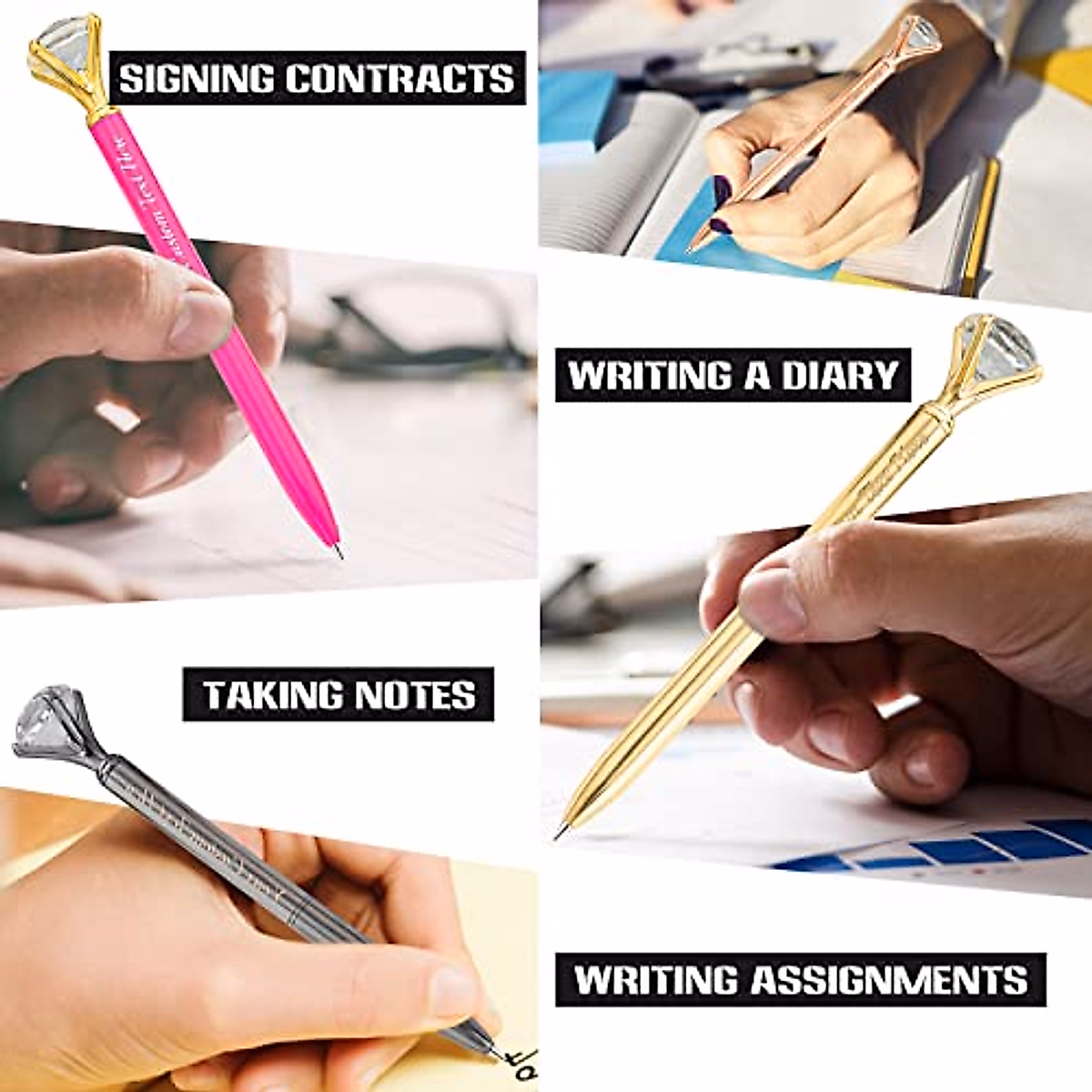 Up to 100 Personalized Diamond Pens Bulk with Name,Custom Imprint Ballpoint Pen Engraved Business Logo Text Message,Customized Gift for Women Men Graduation Birthday Office Commercial-20PCS Rose Gold
