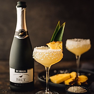 ST. REGIS Non-Alc Brut Champagne 25.4 Fl Oz (1 Pack) - Low Calorie & Low Sugar - Golden Yellow Fruity and Citrus Rich Flavor from North of Spain Vineyards - Paleo Diet