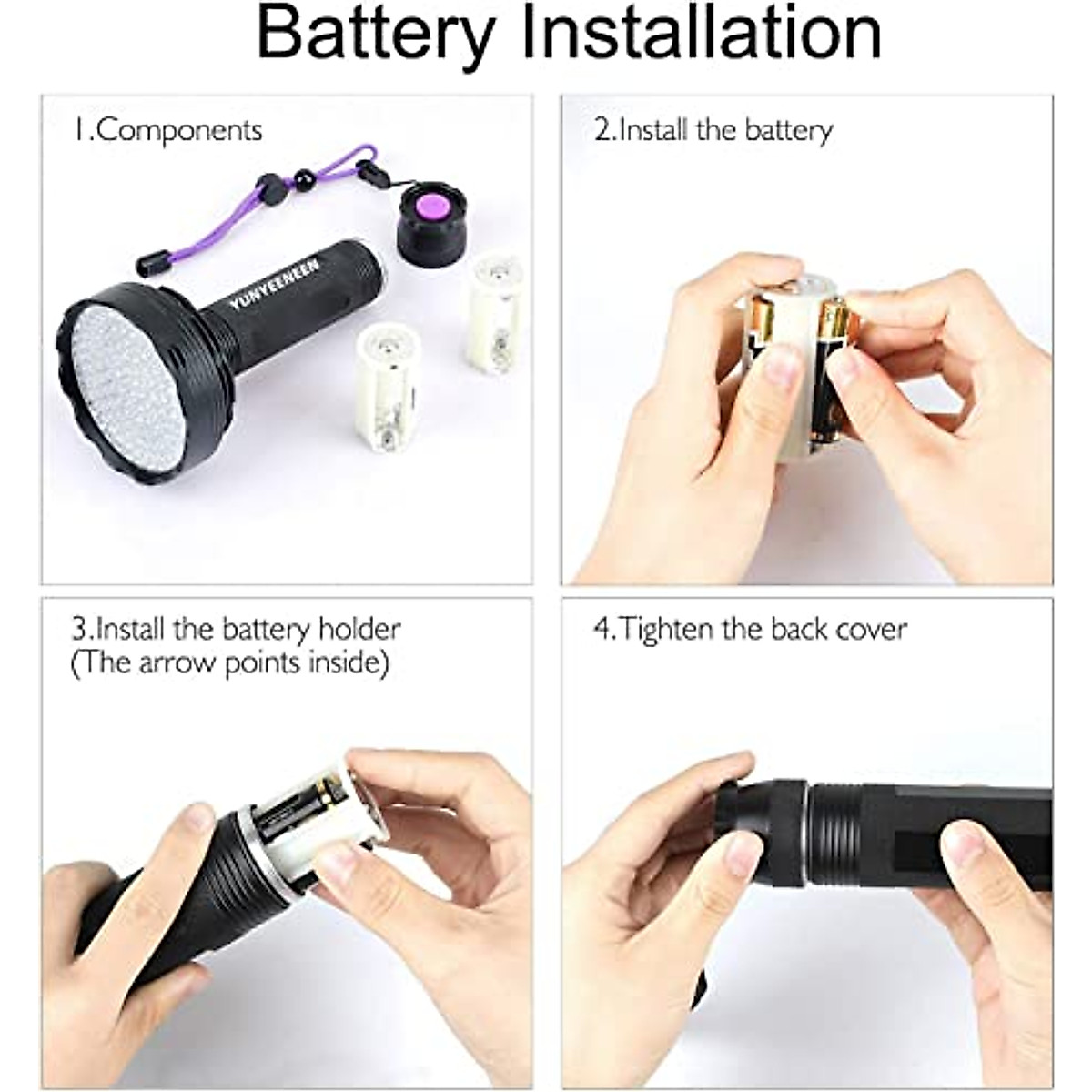 UV Blacklight Flashlight, Super Bright 128 LED Pet Dog Cat Urine Detector light Flashlight for Pet Urine Stains, UV Black light Flashlight for Bed Bugs, Scorpions Hunting