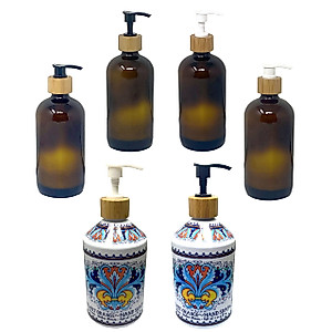 Plastic Bamboo Wood Treatment Soap and Lotion Pump (Pack of 2) (White, 28/400)