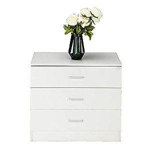 Kcelarec Wooden 3 Drawer Dresser, Modern Chest of Drawers Cabinet for Bedroom Hallway Living Room, White
