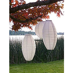 Allsop Home and Garden Soji Pod White, LED Outdoor Solar Lantern, Handmade with Weather-Resistant UV Rated Fabric, Stainless Steel Hardware, Chinese Style Light, 1-Count