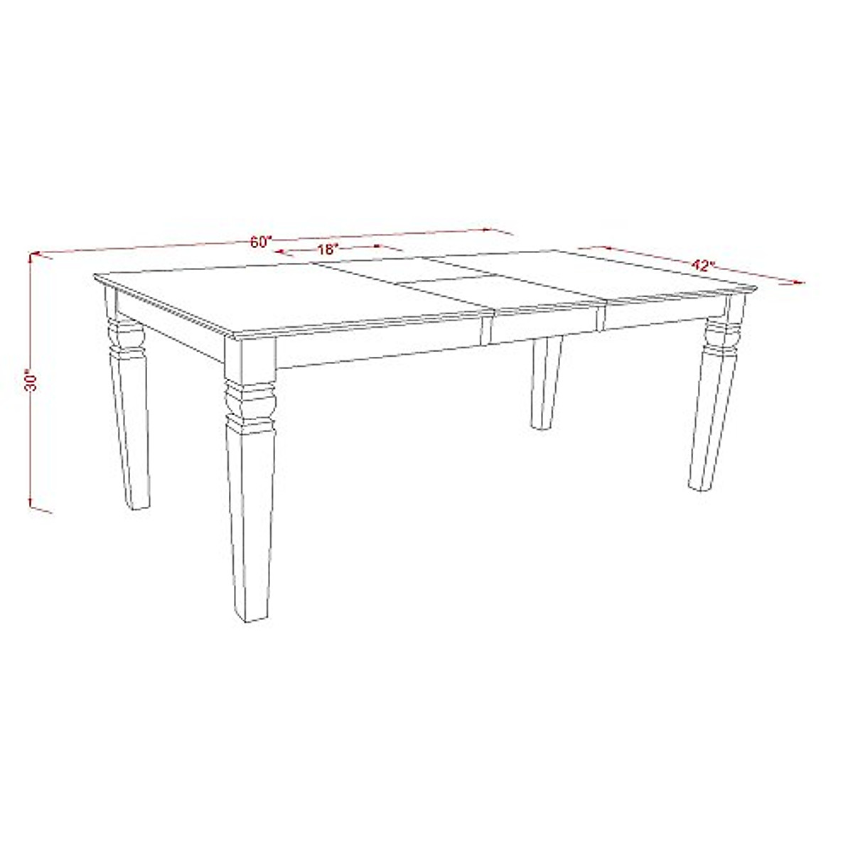 East West Furniture WEDA7-WHI-C Dining Room Table Set, 7-Piece