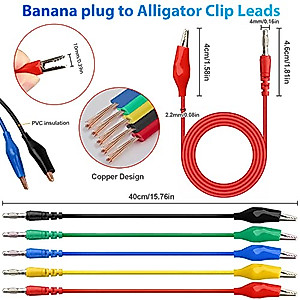 25pcs Automotive Test Leads Kit, Back Probe Alligator Clips, Alligator Clip to 4mm Banana Plug Test Probe Back Probes, Multimeter Electrical Testing 5 Colors Automotive Repair Diagnosis Tools Set