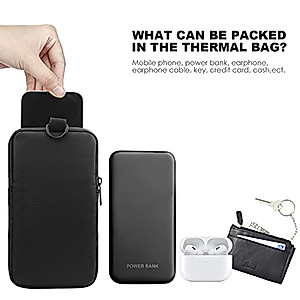 WALLFID 2PCS Thermal Phone Case Bag with and Keyring,Prevent Phone from Dropping Battery Due to Cold Weather,for 6.7 inches Phones and Power Banks and Wireless Headphones Black(Black)