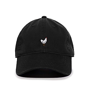 Tech Design Chicken Baseball Cap Embroidered Cotton Adjustable Dad Hat Black