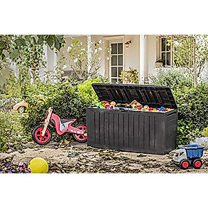 Keter Marvel Plus 71 Gallon Resin Outdoor Box for Patio Furniture Cushion Storage, Brown
