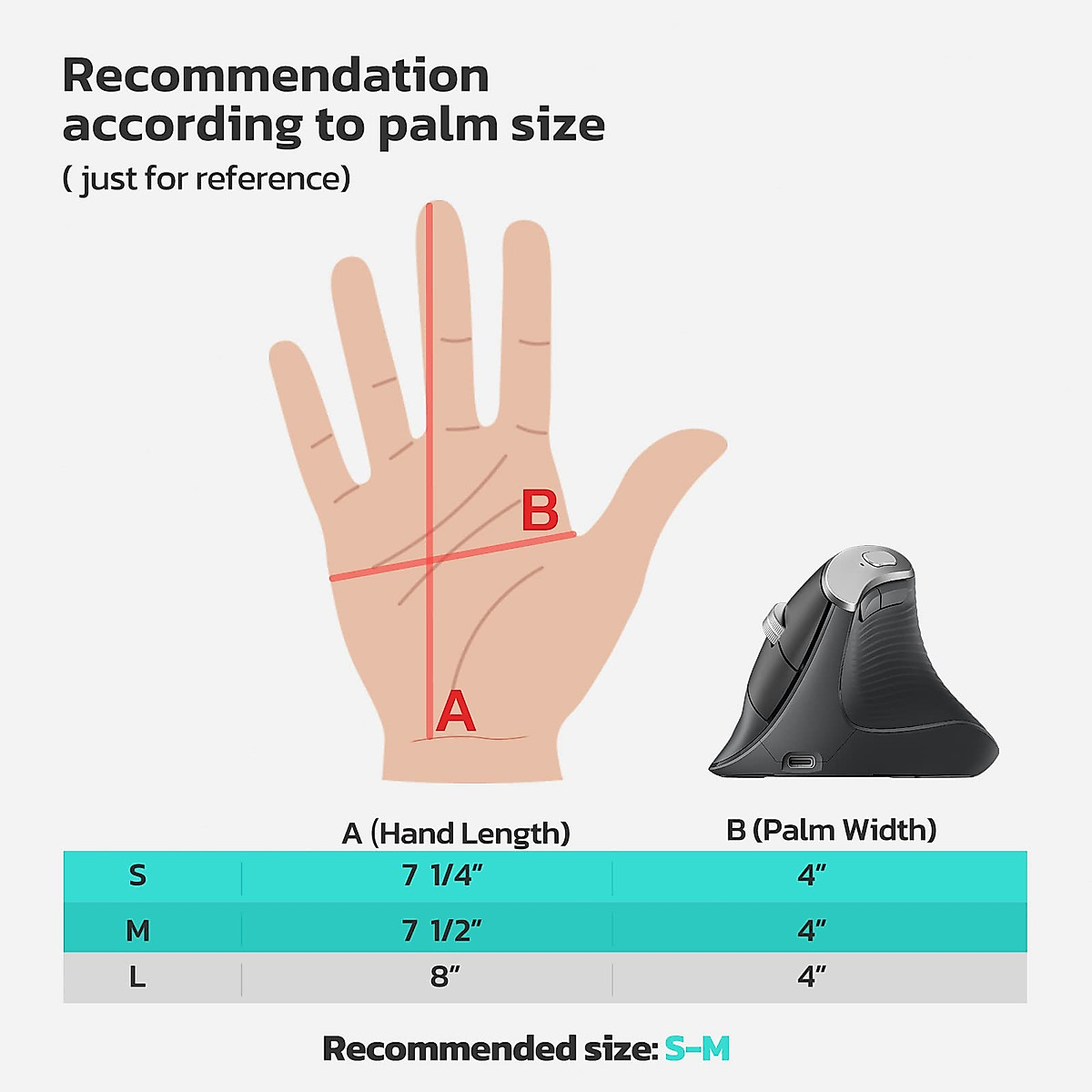 Wireless Vertical Mouse, Advanced Ergonomic Mouse Reduces Muscle Strain, 2400 DPI, USB C Rechargeable, 3 Device Connection (Bluetooth or USB), Compatible for PC, Laptop, iPad, Mac, Windows, Grey