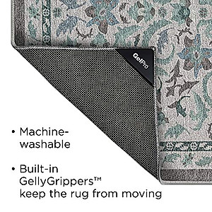 GelPro Nevermove Artisan Machine-Washable Chenille Textured GellyGrippers, 24x76, Heritage Dusty Blue (Rug Only)