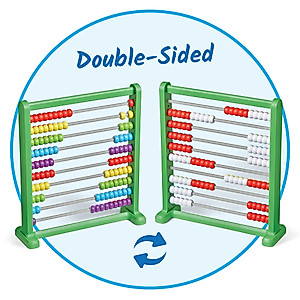 hand2mind Double Sided Plastic 100 Bead Abacus, Abacus for Kids Math, Math Manipulatives Kindergarten, Counting Rack for Kids, Counters for Kids Math, Educational Toys for Elementary Kids (Set of 1)