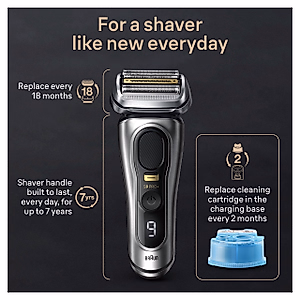 Braun Series 9 PRO+ Electric Razor for Men, 5 Pro Shave Elements & Precision Long Hair Trimmer, 6in1 SmartCare Center, Wet & Dry Electric Razor for Smooth Skin with 60min Battery Runtime, 9567cc