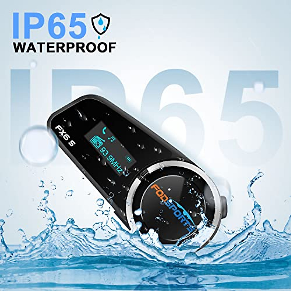 Fodsports FX6S Motorcycle Bluetooth Helmet Intercom Communication System with LED Screen - Connect up to 6 Riders, Voice Dialing, Universal Motorbike Communicator for ATVs and Dirt Bikes - 1 Pack